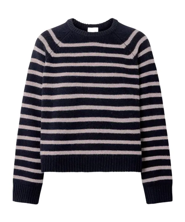 ALLUDE Striped Wool And Cashmere Blend Sweater