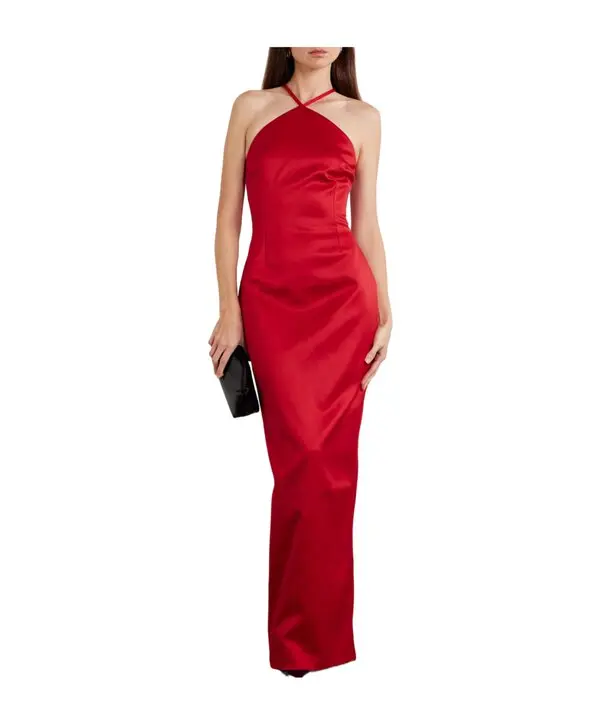 Solace Fern Tie-detailed Duchesse-satin Gown
