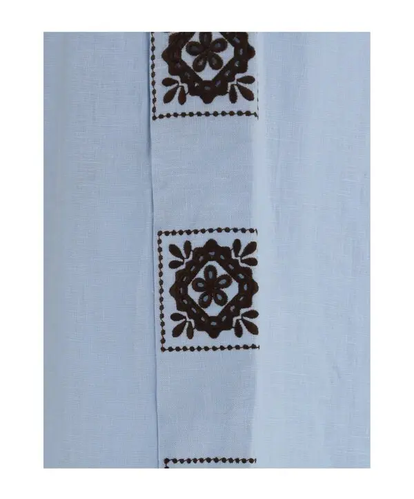 ALEMAIS Grace Embroidered Wide-leg Pants - Blue
