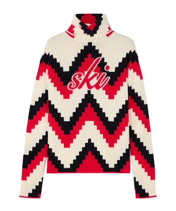 Perfect Moment Intarsia Wool Turtleneck Sweater