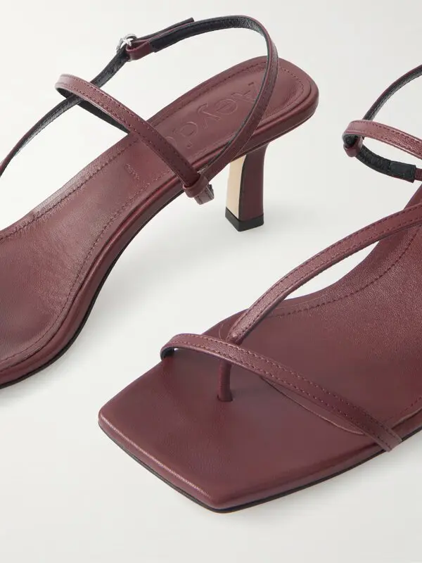 AeydĒ Solid Color Leather Slingback Sandals