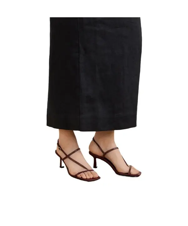 AeydĒ Solid Color Leather Slingback Sandals