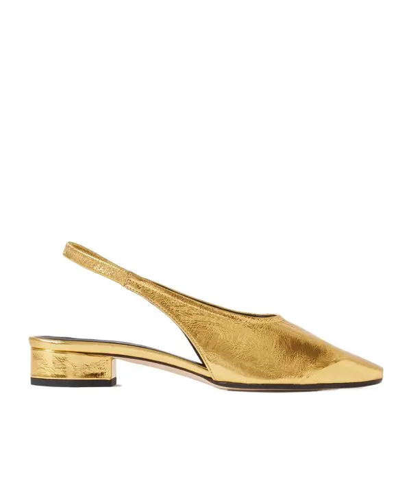 AeydĒ Stretchy Low-heel Slingbacks In Metallic