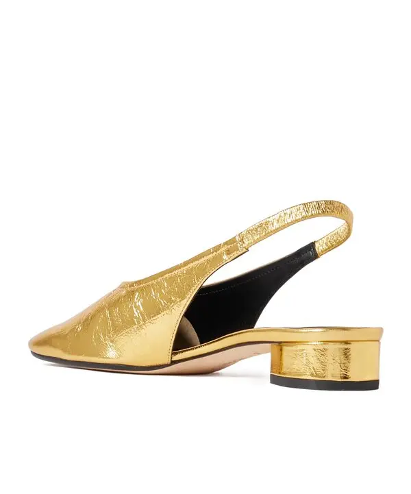 AeydĒ Stretchy Low-heel Slingbacks In Metallic