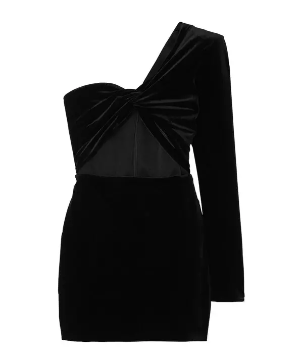 Alex Perry Greer One-shoulder Knitted Cutout Velvet Mini Dress