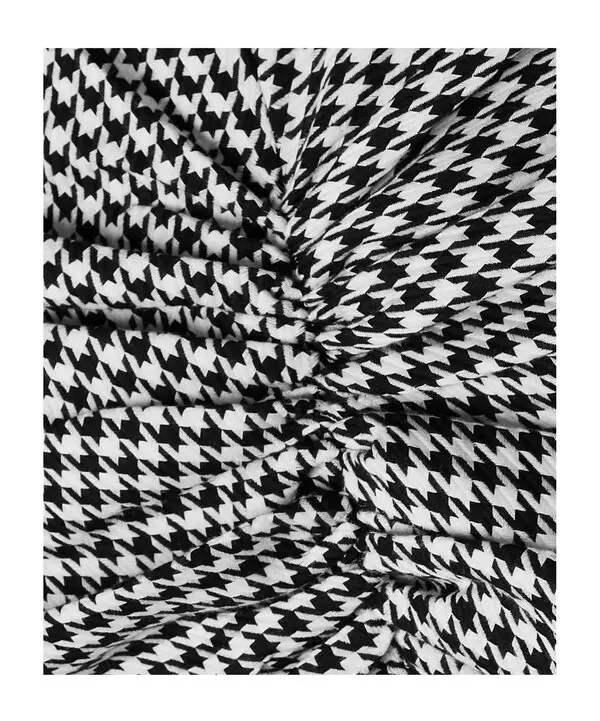MARQUES' ALMEIDA Ruched Houndstooth Cotton Turtleneck Mini Dress