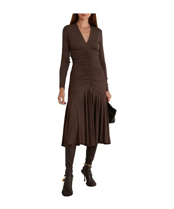 Michael Kors Pleated Stretch-jersey Midi Dress