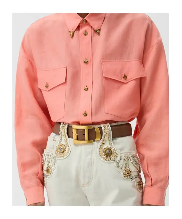 Versace Square Buckle Leather Belt