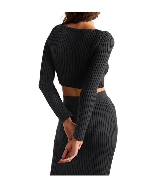 Michael Kors Cropped Ribbed Wool-blend Cardigan