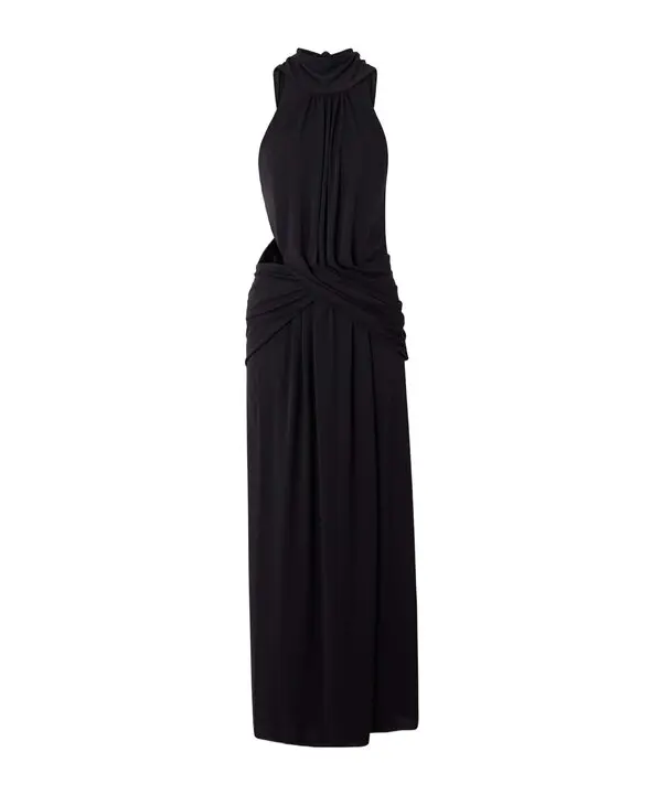 Johanna Ortiz Draped Stretch-jersey Maxi Dress - Black
