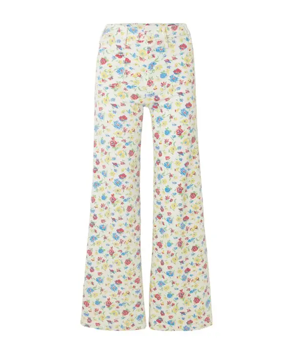 MOTHER Hustler Roller Patch Pocket Floral-print High-rise Bootcut Jeans - No