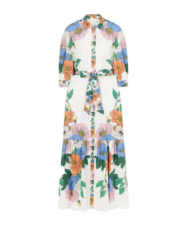 Borgo De Nor Bianca Floral Linen-blend Midi Dress - No