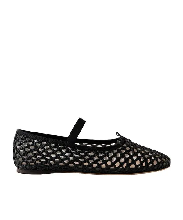 LOEFFLER RANDALL Grosgrain-trimmed Raffia Mary Jane Ballet Flats - No