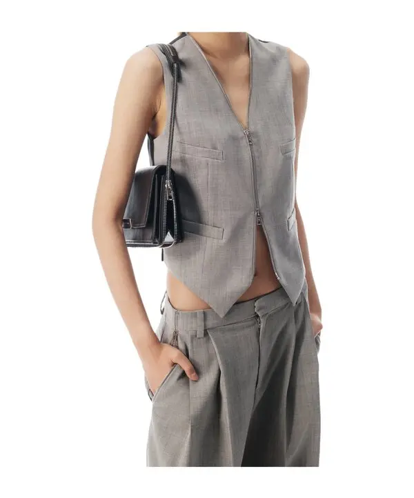 Alexander Wang Zip-up Tailored Vest - Light Heather Ash