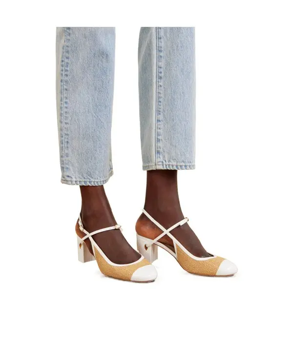 Jennifer Chamandi Round Toe Block Heel Slingbacks