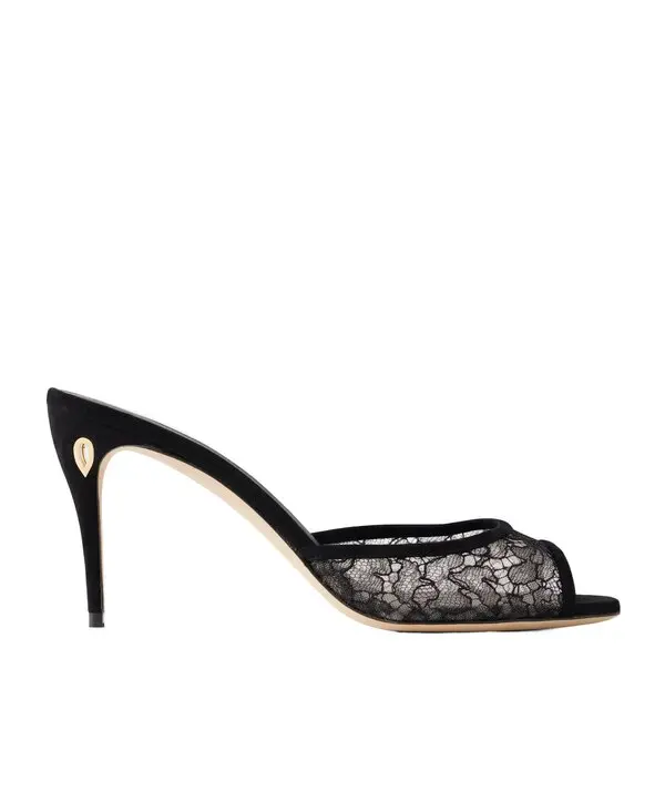 Jennifer Chamandi Guido 85 Suede-trimmed Lace Sandals - No