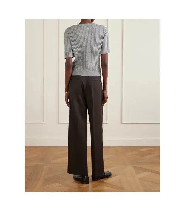 ALLUDE Ribbed Cotton-cashmere Blend Knit Top