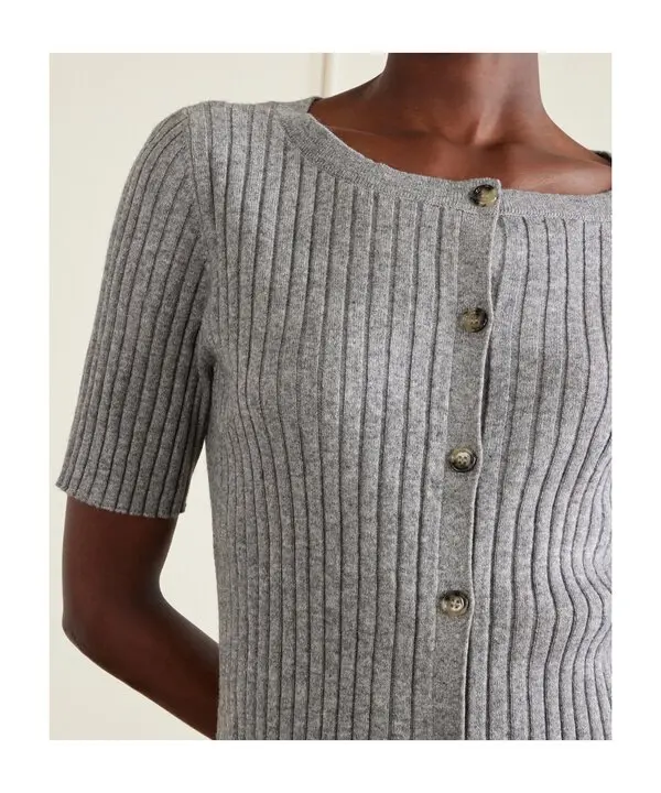 ALLUDE Ribbed Cotton-cashmere Blend Knit Top