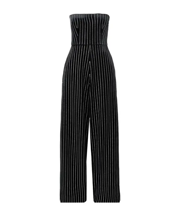 Alex Perry Crystal-embellished Strapless Velvet Jumpsuit - No