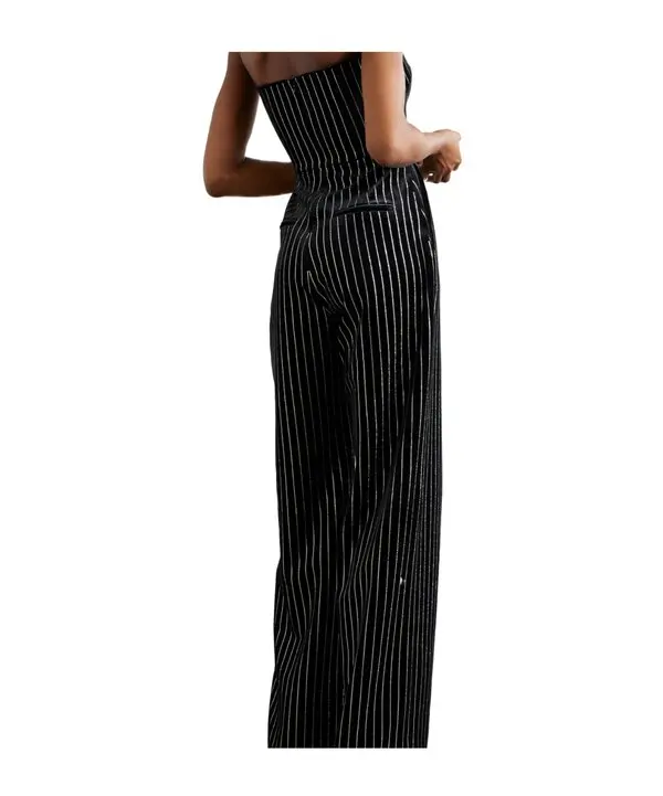 Alex Perry Crystal-embellished Strapless Velvet Jumpsuit
