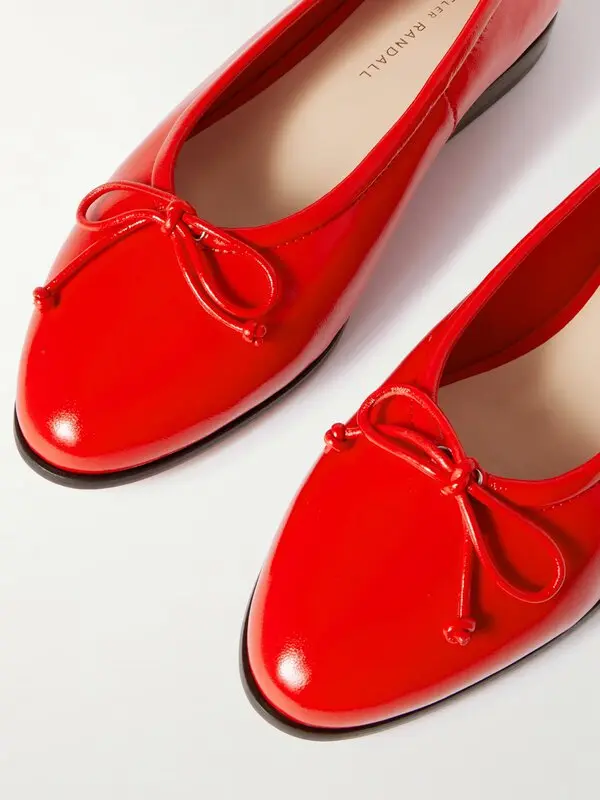 LOEFFLER RANDALL Bow-detailed Patent-leather Ballet Flats