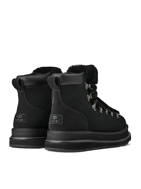 UGG X Sacai Shearling Ankle Boots With Leather Trim And Triple-stacked Sole