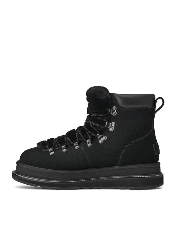 UGG X Sacai Shearling Ankle Boots With Leather Trim And Triple-stacked Sole