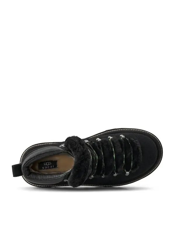 UGG X Sacai Shearling Ankle Boots With Leather Trim And Triple-stacked Sole