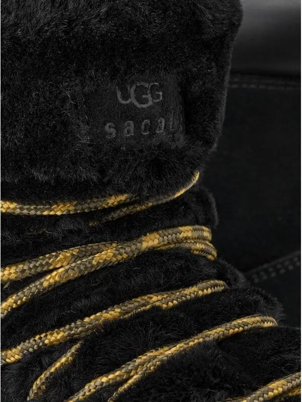 UGG X Sacai Shearling Ankle Boots With Leather Trim And Triple-stacked Sole