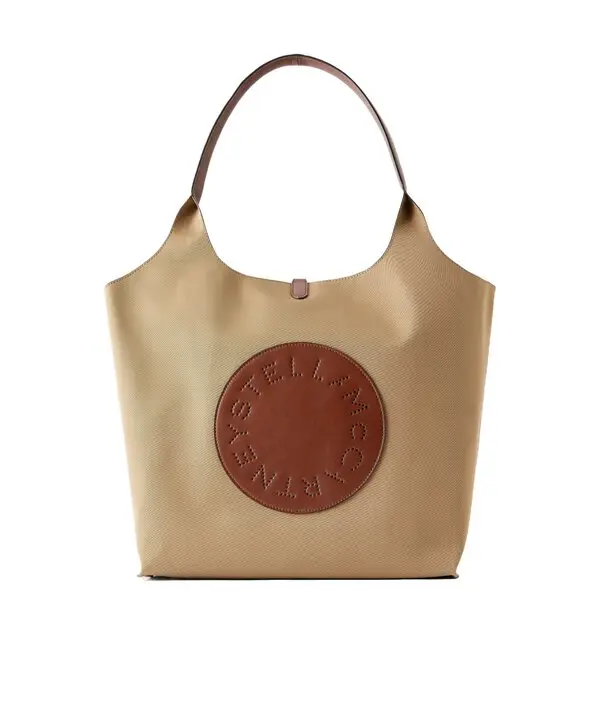 Stella McCartney Logo-embossed Reversible Vegetarian Leather And Cotton-twill Tote