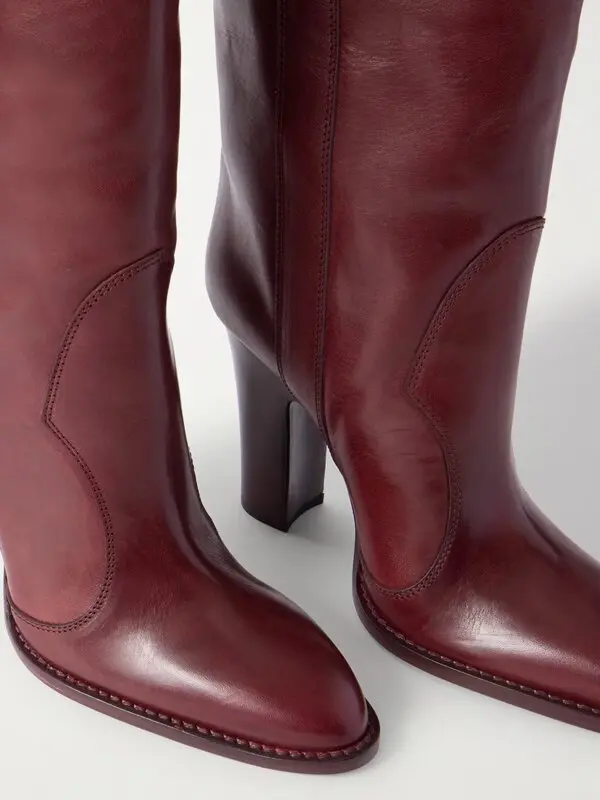 Paris Texas Knee High Block Heel Leather Boots