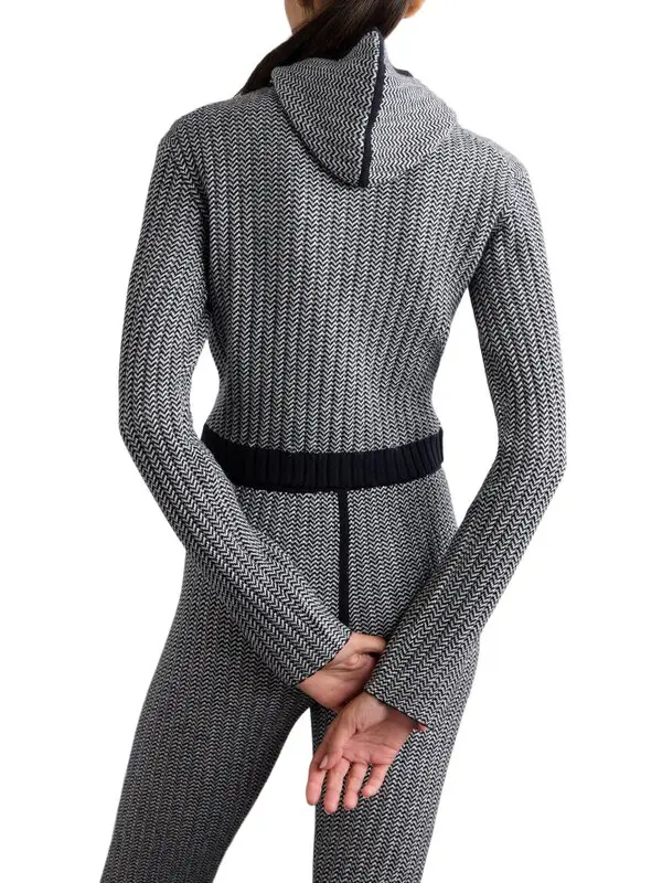 Perfect Moment Jacquard Knit Wool-cashmere Blend Hoodie