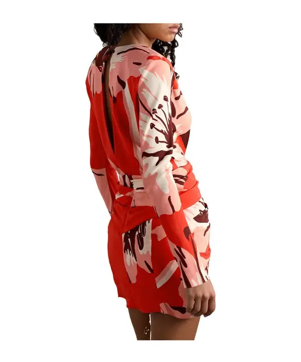 Johanna Ortiz Floral Print Twisted Crepe Mini Dress