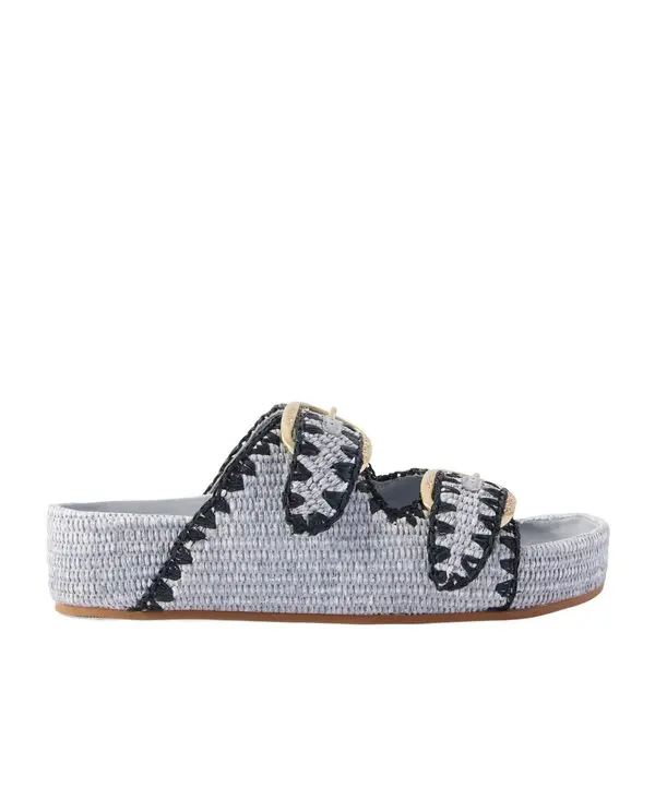 LOEFFLER RANDALL Raffia Sandals With Whipstitching And Buckles - No