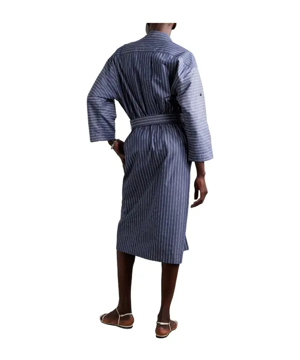 Lafayette 148 New York Striped Cotton-poplin Belted Midi Shirt Dress