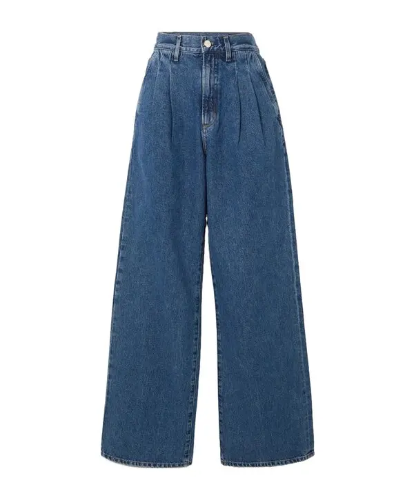 GOLDSIGN Edgar Pleated High-rise Wide-leg Jeans