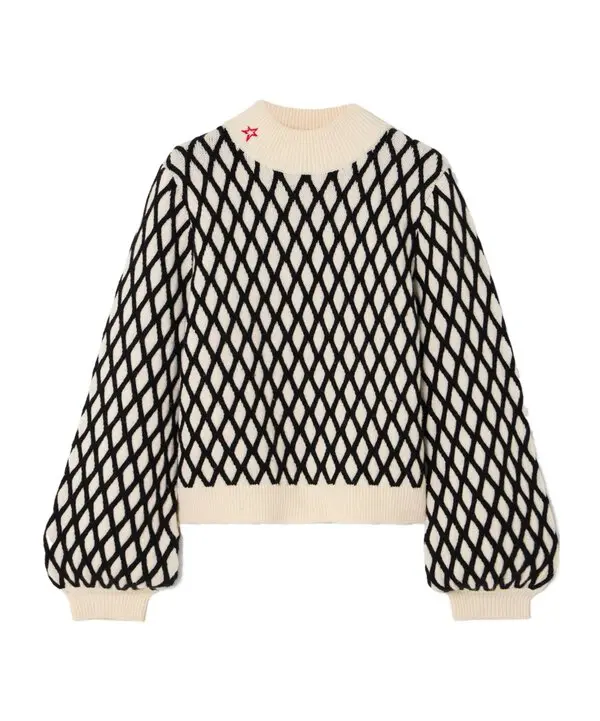 Perfect Moment Wool And Cashmere Blend Jacquard Sweater With Voluminous Sleeves - No