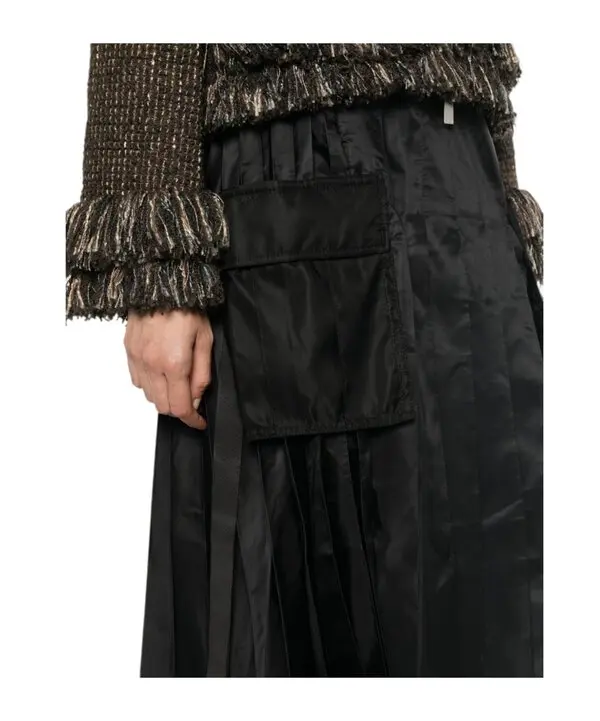 Sacai Quilted Pleated Midi Skirt