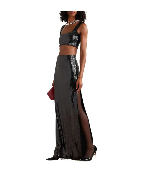 Galvan Sequined Tulle Cropped Top