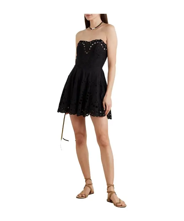 Charo Ruiz Ibiza Cotton-blend Broderie Anglaise Mini Dress