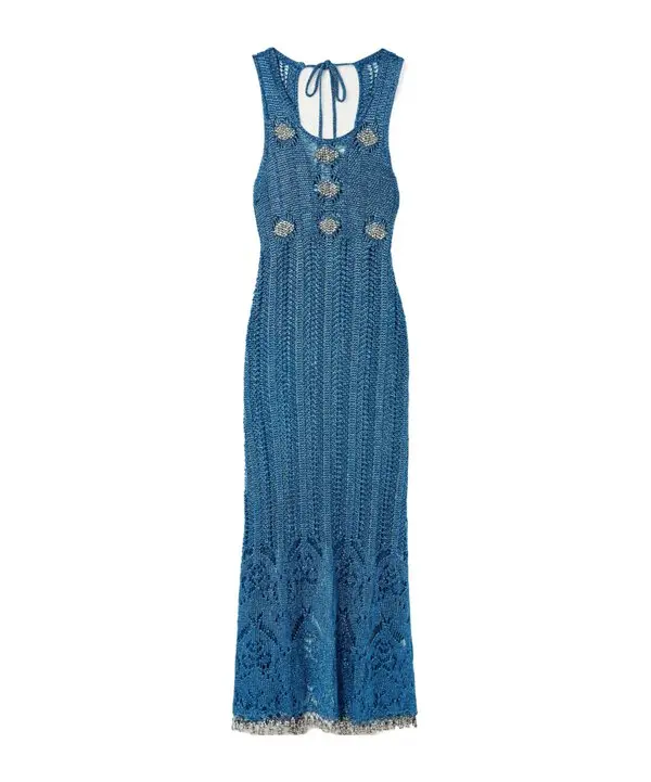 Rabanne Beaded Crochet Midi Dress - No