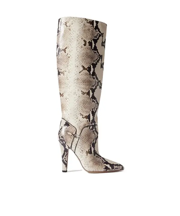 Paris Texas Snake-effect Leather Knee Boots