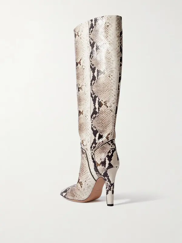 Paris Texas Snake-effect Leather Knee Boots