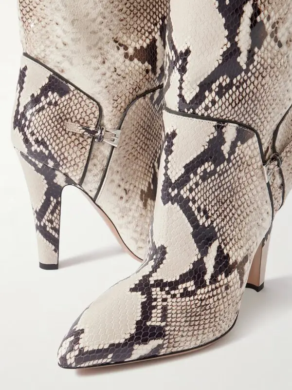 Paris Texas Snake-effect Leather Knee Boots