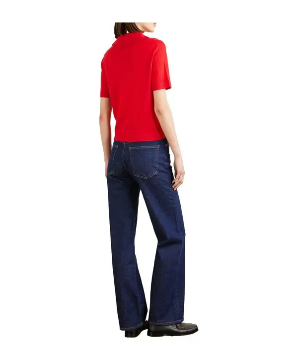 ALLUDE Pointelle Wool Polo Top