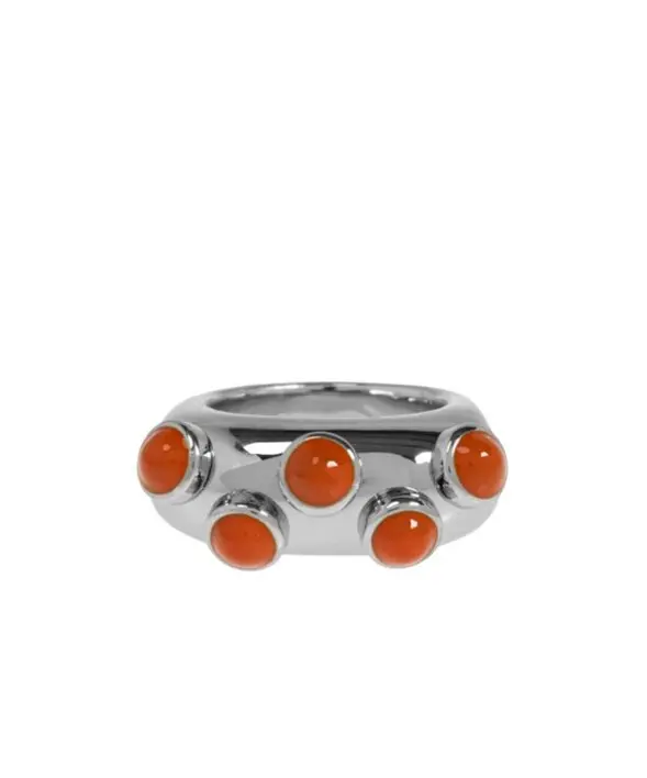 Marni Embellished Ring With Orange Details - Silver