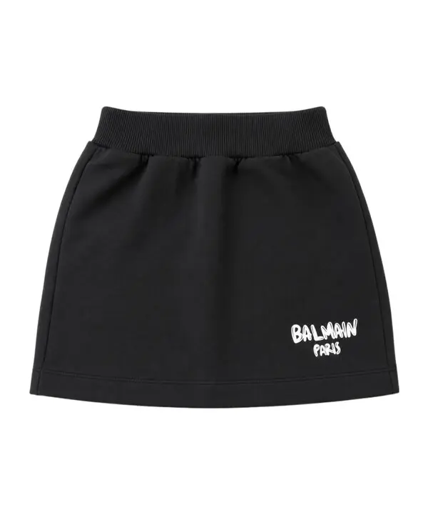 Balmain Elastic Waist Pleated Skirt With Logo