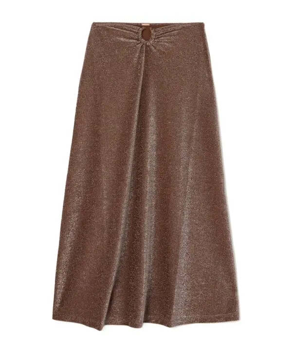 Johanna Ortiz Lurex Shimmer Midi Skirt With Twisted Detail