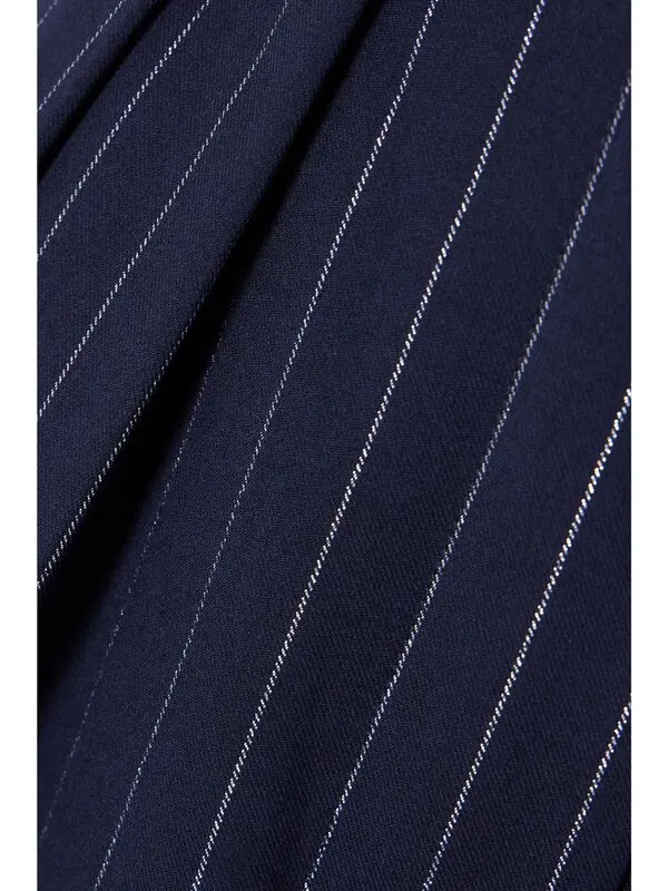 Alex Perry Pleated Metallic Pinstripe Wide-leg Trousers
