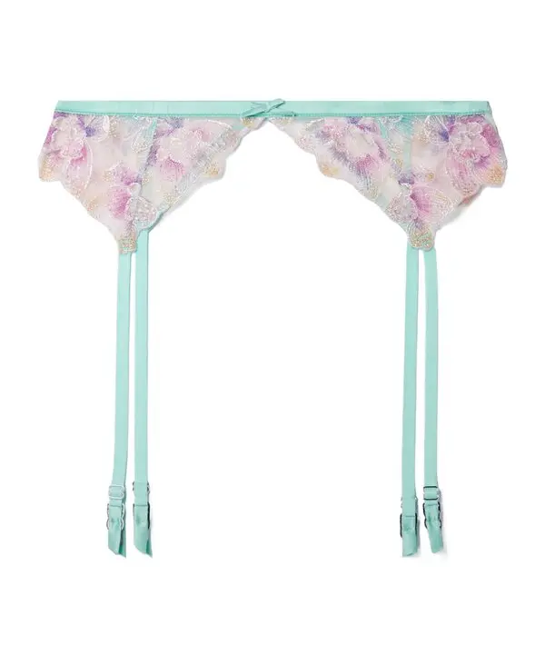 FLEUR DU MAL Pixie Embroidered Tulle Suspender Belt - No